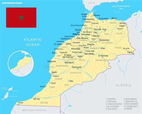 Mapa de Marruecos Político Físico Para Imprimir HD 2023
