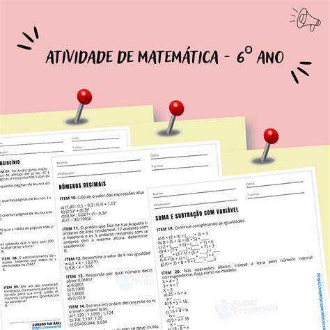 Atividade Do 6 Ano De Matematica