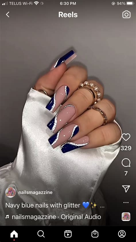 Royal Blue Prom Nails Navy And Silver Nails Black Prom Nails Black