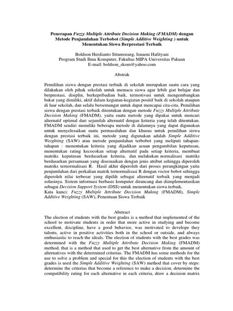 penerapan fuzzy multiple attribute decision making fmadm pdf