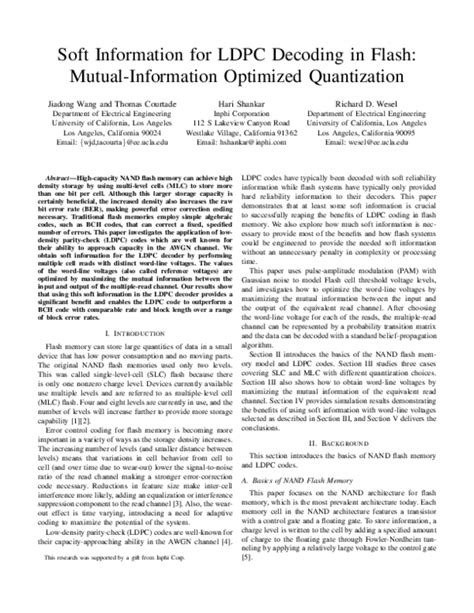 pdf soft information for ldpc decoding in flash mutual information optimized quantization