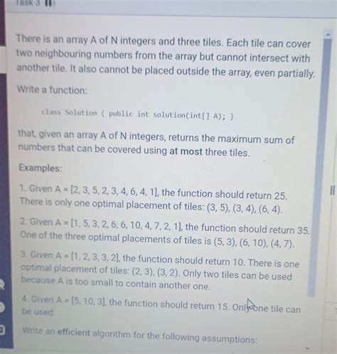 Solved There Is An Array A Of N Integers And Three Tiles Chegg