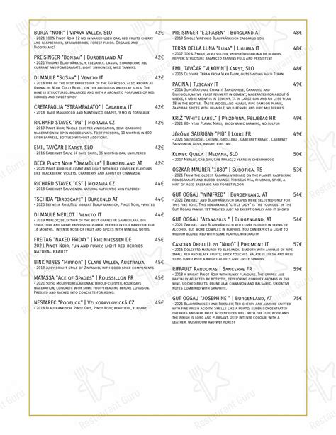 Speisekarte Von Supernatural Naked Food And Wine Restaurant Ljubljana