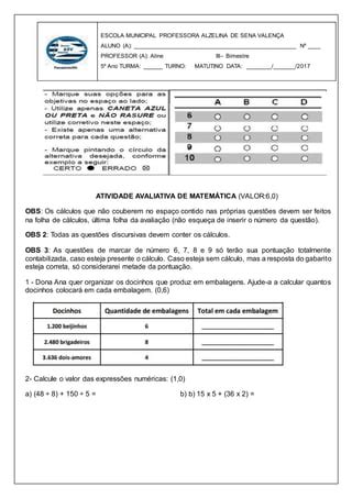 Prova de matemática 3 PDF Download Gratuito
