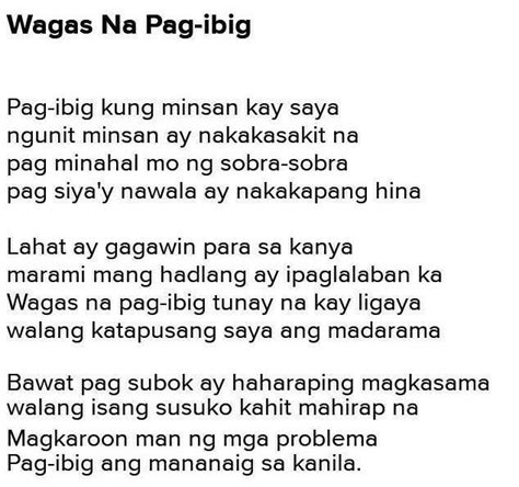 Wagas Na Pag Ibig Tula 4 Saknong 4 Taludtod Labing Dalawang Sukat May