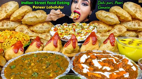 ASMR Eating Spicy Samosa Maggi Noodles Dahi Puri Poori South Indian
