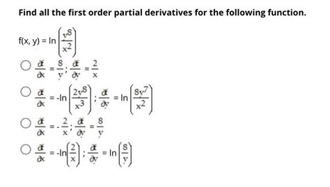 Solved Find All The First Order Partial Derivatives For The Chegg
