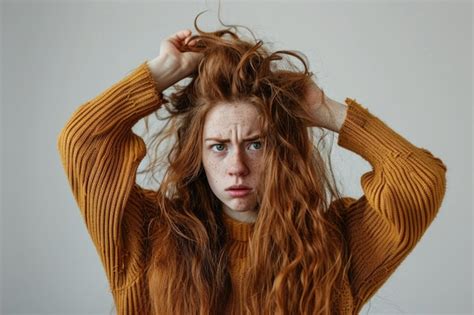 Premium Photo A Very Frustrated And Angry Woman Pulling Her Hair