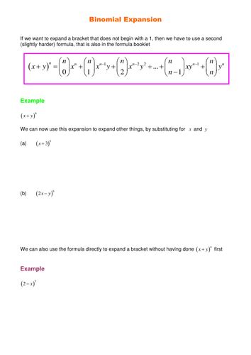 a level maths c2 binomial expansion worksheets teaching resources