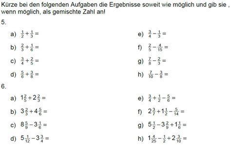 Brüche Bruchrechnen Theorie Übungen Meinstein ch