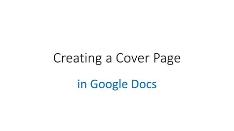 Make A Cover Page In Google Docs Youtube