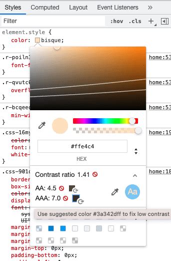 How To Use Chrome DevTools To Find A Color Fixing Insufficient Color