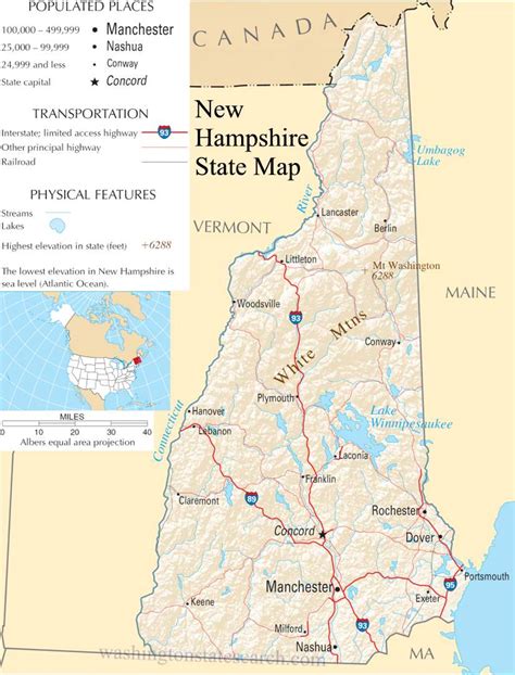 New Hampshire State Map A Large Detailed Map Of New Hampshire State USA
