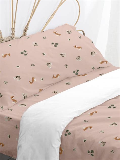 Parure housse de couette 2 pièces Fox forest Happyfriday Blanc