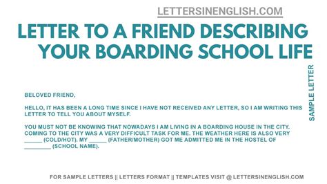 Write A Letter To Your Friend Describing Your Boarding School Letters