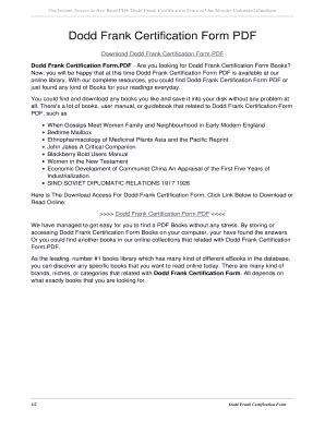 Fillable Online Dodd Frank Certification Form Pdf Dodd Frank
