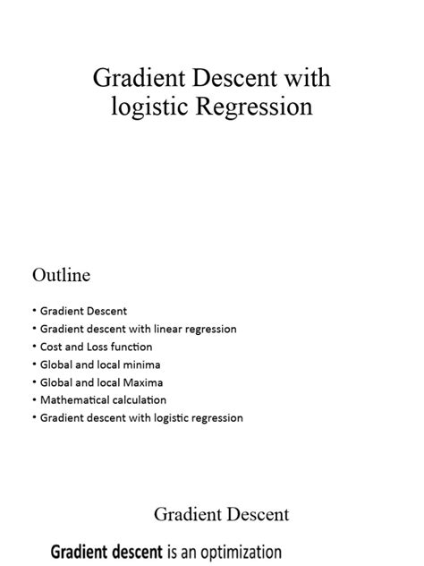 gradient descent with logistic regression pdf