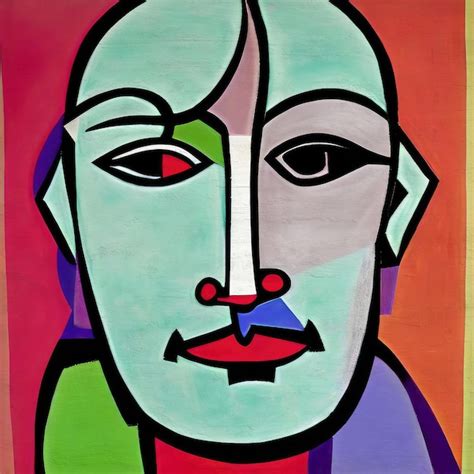 Retrato Moderno En El Estilo Cubista De Picasso Foto Premium