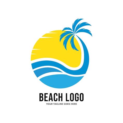 Plantilla De Vector De Icono De Logotipo De Playa Vector Premium