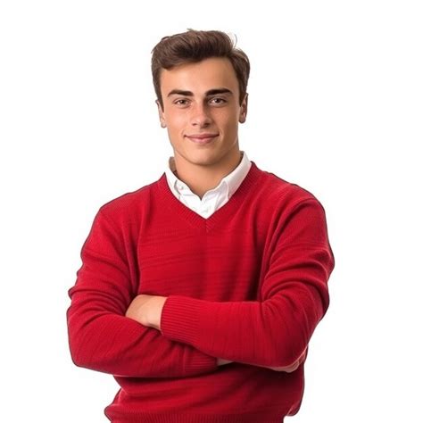 Premium AI Image A Man With A Red Sweater That Says Quot He S Wearing