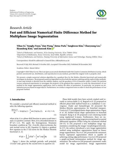 pdf fast and efficient numerical finite difference method for multiphase image segmentation