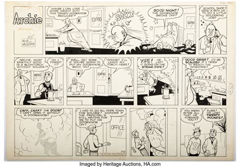 Bob Montana Archie Sunday Comic Strip Original Art Dated 3 26 50