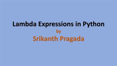 learn how to use lambda expressions in python youtube