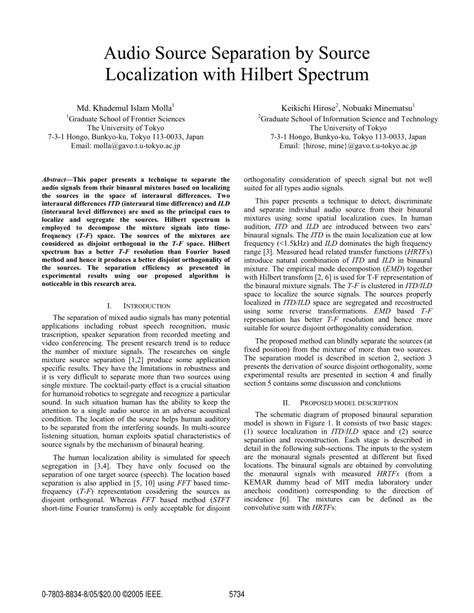 pdf audio source separation by source localization with hilbert spectrum