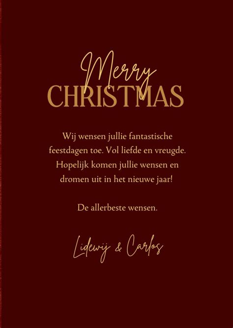 Stijlvolle Rode Kerstkaart Met Sneeuwvlokken En Kaartje2go