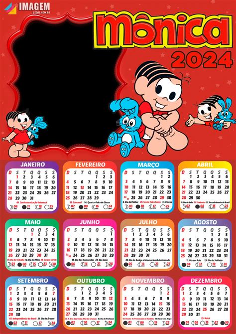Moldura Calendário 2024 Mônica PNG Imagem Legal