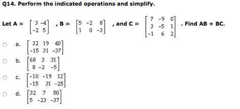 solved perform the indicated operations and simplify let a