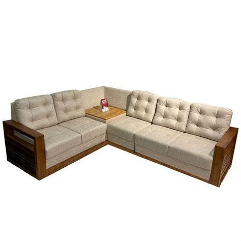 Leatherette 5 Seater Wooden L Shape Sofa Set With Lounger At Rs 21999