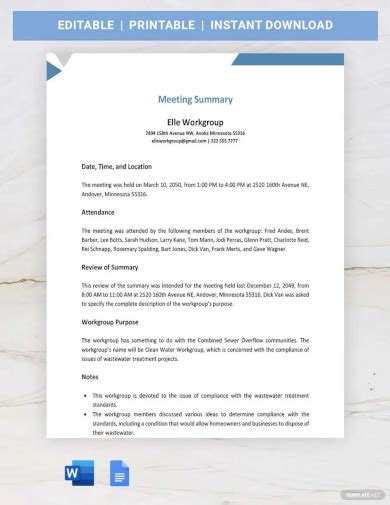 Meeting Summary Examples Format How To Write Pdf