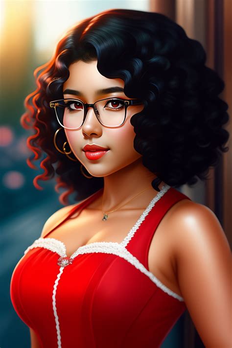 Lexica Realistc Portrait Of Latino Girl With White Skin Color With Black Curly Hair With A Red