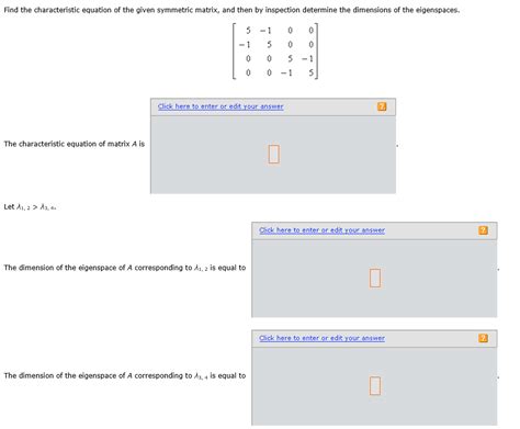 solved find the characteristic equation of the given
