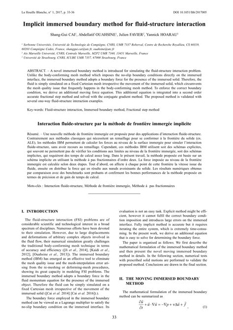 pdf implicit immersed boundary method for fluid structure interaction