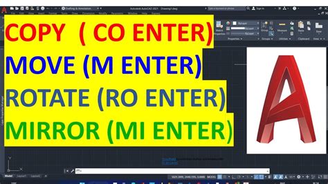 How To Use Copy Rotate Mirror Move Command Autocadd Full