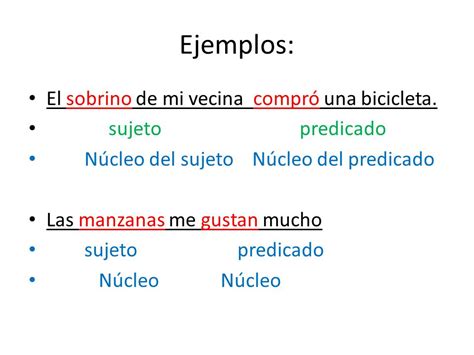 Nucleo Del Sujeto Y Predicado Ejemplos