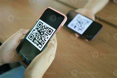 Qr Code Payment Woman Scanning QR Code Online Shopping Cashless