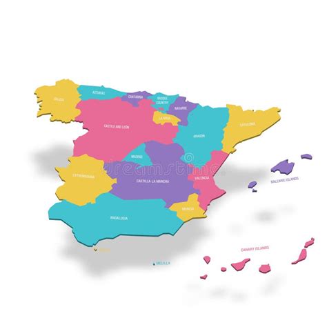 Mapa Político España Con Coloridas Divisiones Administrativas Porn