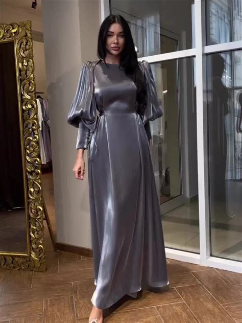 Eid Sliky Robe Musulmane En Satin Pour Femmes Abaya Marocaine Robes De