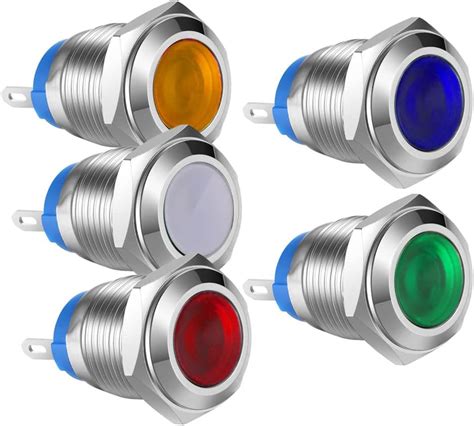 Gebildet 5pcs 12mm AC DC 12 24V Acciaio Inossidabile Indicatore LED