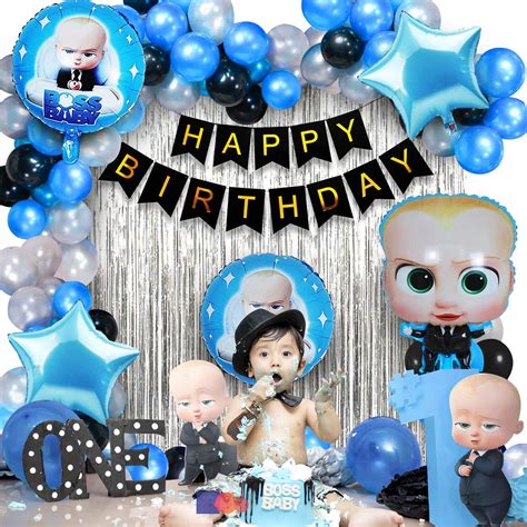Party Propz Boss Baby Birthday Decorations Items Kit 55Pcs Combo Set