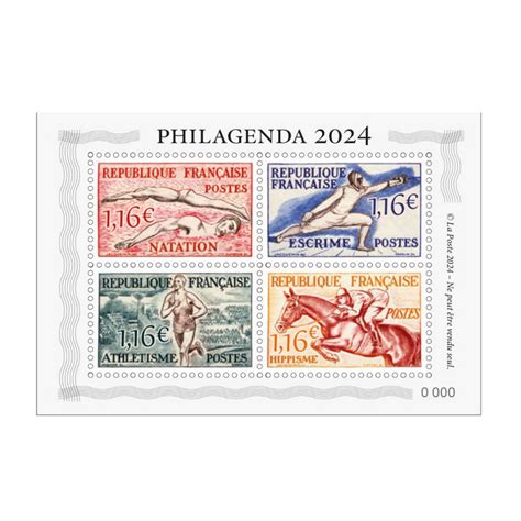 PHILAGENDA Bloc Sport 4 timbres 2024 Salon philatélique d Automne 2023