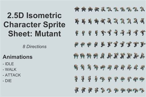 D Isometric Character Sprite Sheet Mutant D Characters Unity