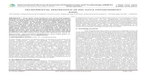 incremental mapreduce in big data …incremental mapreduce in big data environment kabila pg
