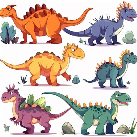 Una Colecci N De Dinosaurios Con Diferentes Colores Foto Premium