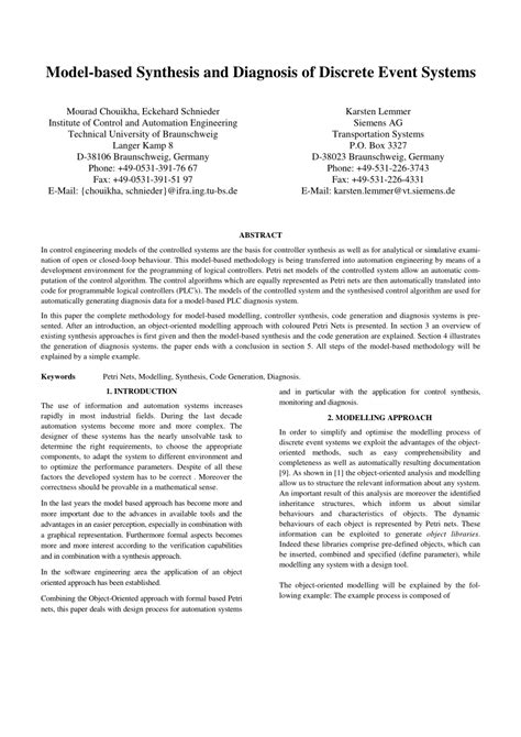 pdf model based synthesis and diagnosis of discrete event systems