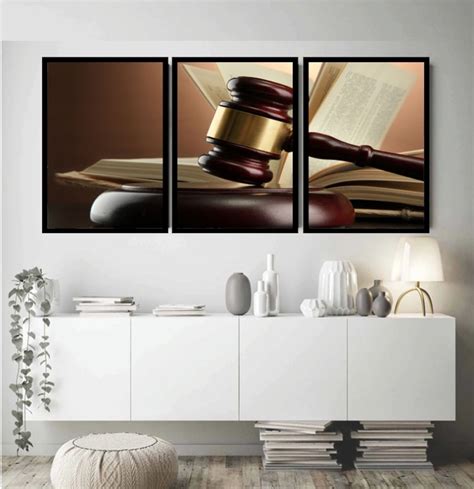 Kit 3 Quadros Decoração Escritório Advogado Direito Justiça