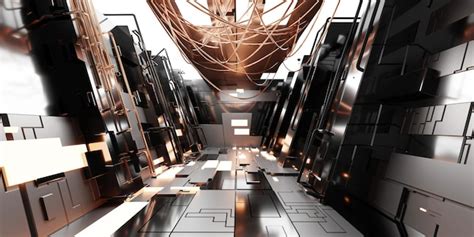 Sala de pasillo de ciencia ficción futurista concepto interior de